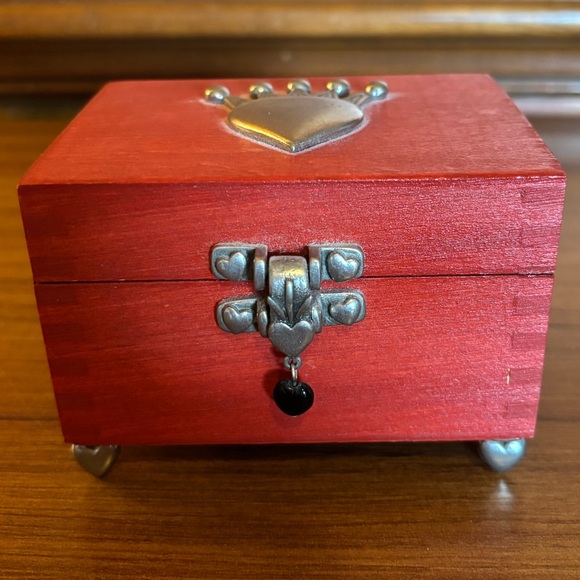 Accents | Vintage 1998 Hinged Jim Clift Trinket Box Wood Pewter Red 4x3 ...